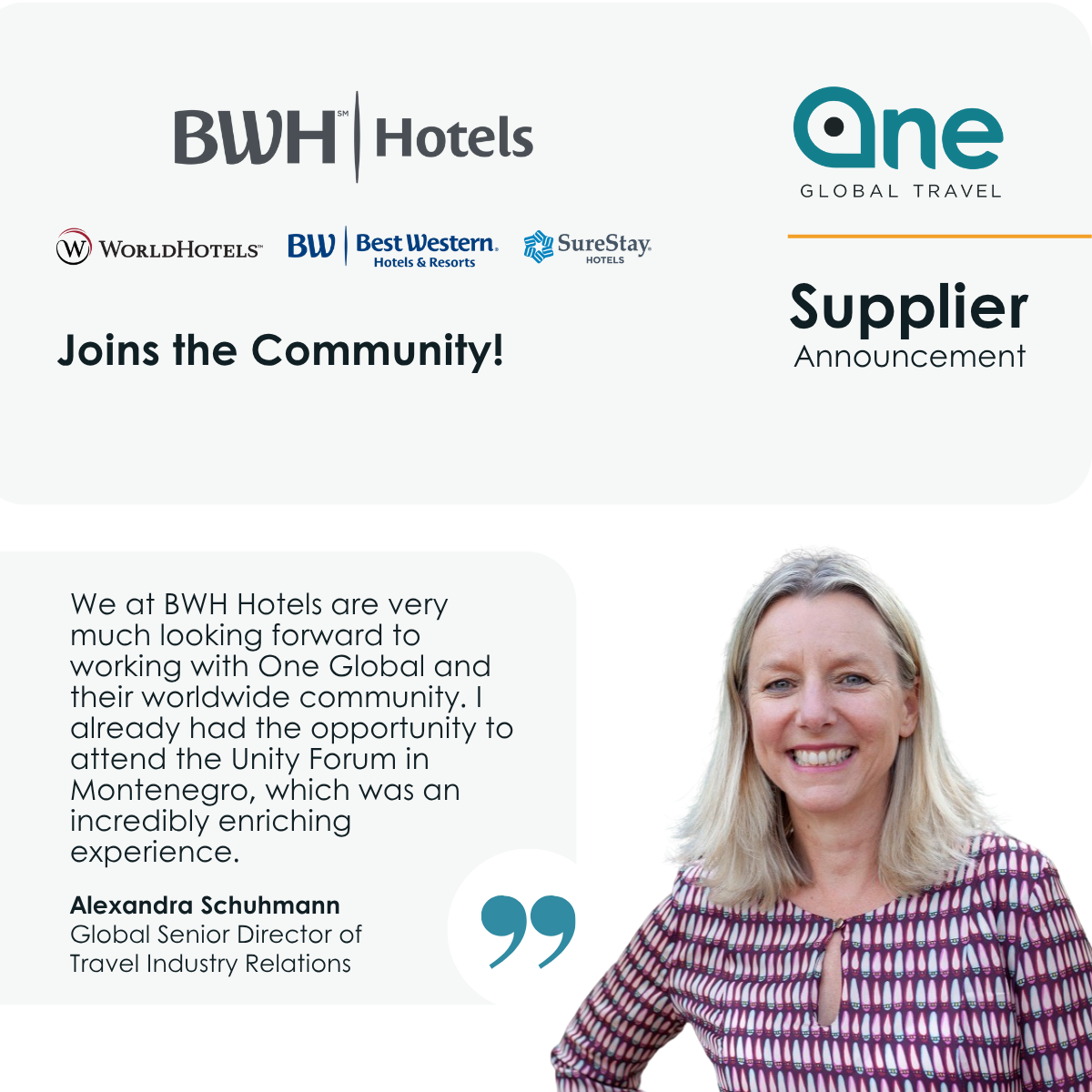 BWH Hotels joins the One Global Community - One Global